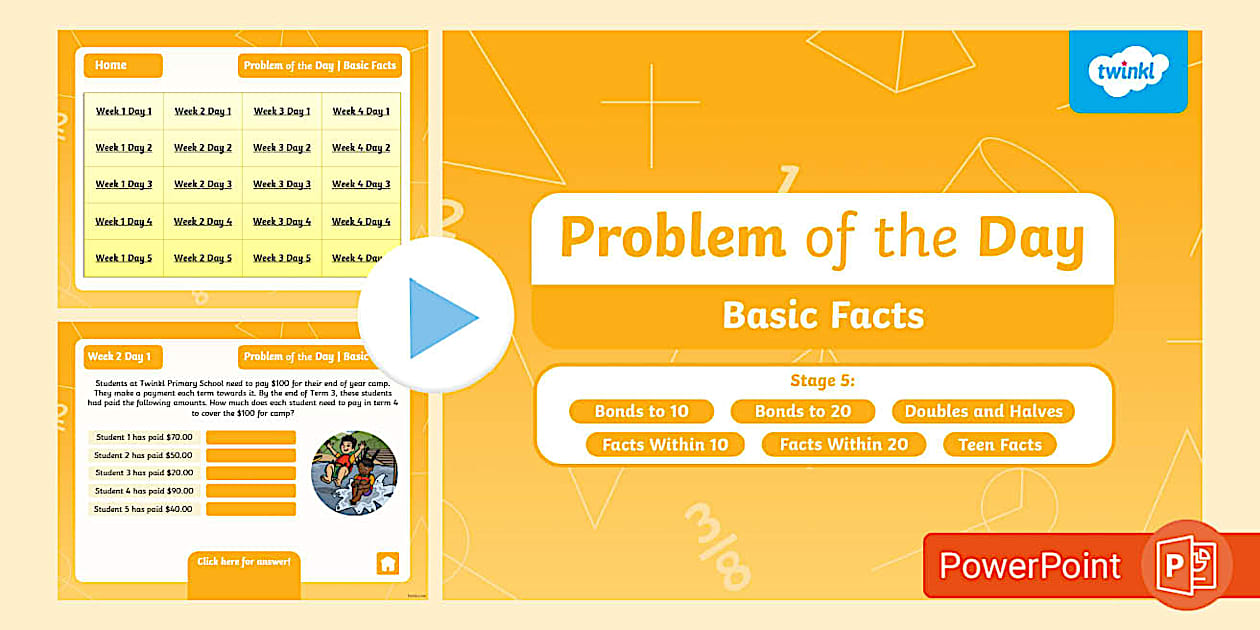 Level 2 Basic Facts - Problem of the Day (teacher made)