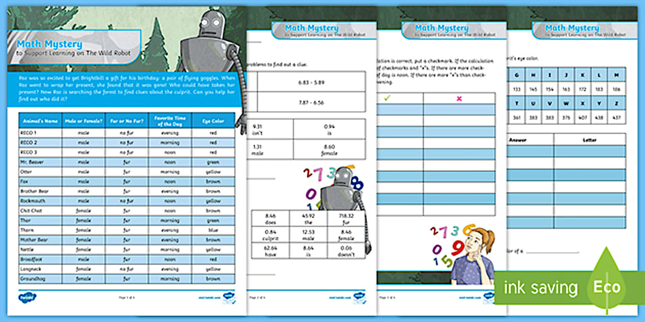 Math Mystery to Support Learning on The Wild Robot - Twinkl