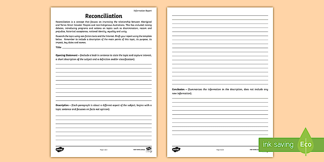 Reconciliation Report Writing Template (teacher made)