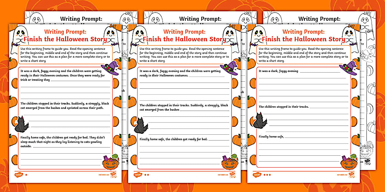 Writing Prompt: Finish the Halloween Story Worksheet