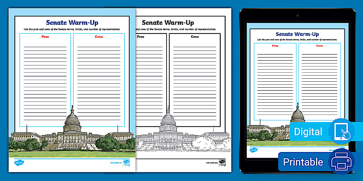 Eighth Grade Senate Warm-Up Activity Sheet (teacher made)