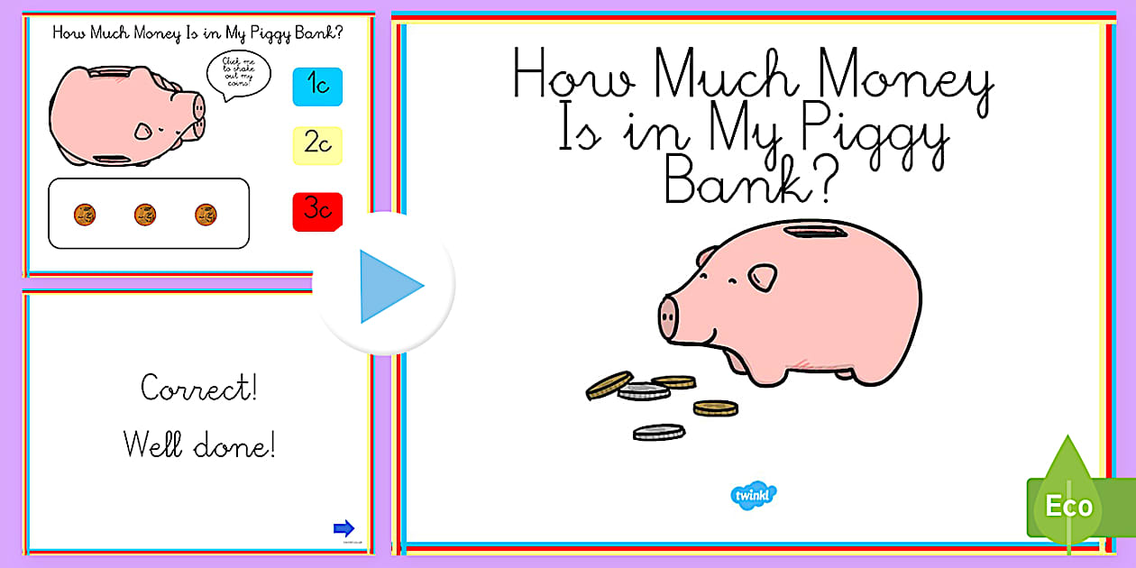 Euros How Much is in the Piggy Bank? PowerPoint - Twinkl