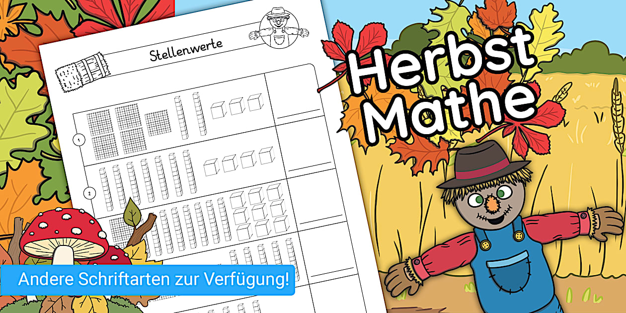 Herbst-Mathe: Stellenwert- Arbeitsblatt