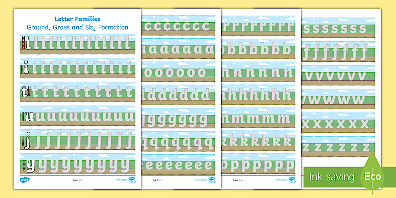 Letter Families Ground Grass and Sky Formation on Worksheets - Ladder ...