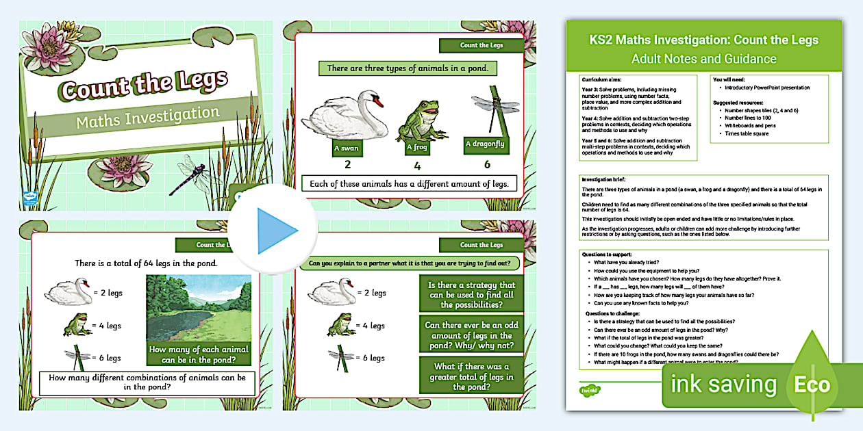 👉 KS2 Maths Investigation: Count the Legs (teacher made)