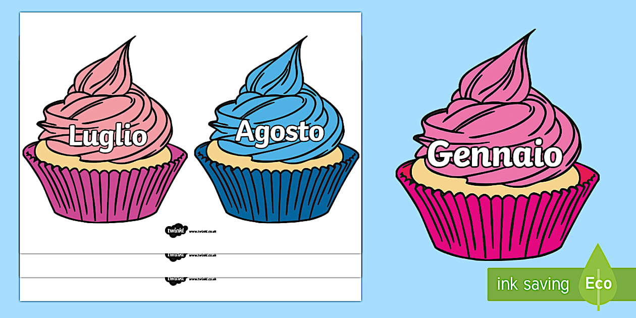 Mesi dell'Anno sui Cupcakes (teacher made) - Twinkl