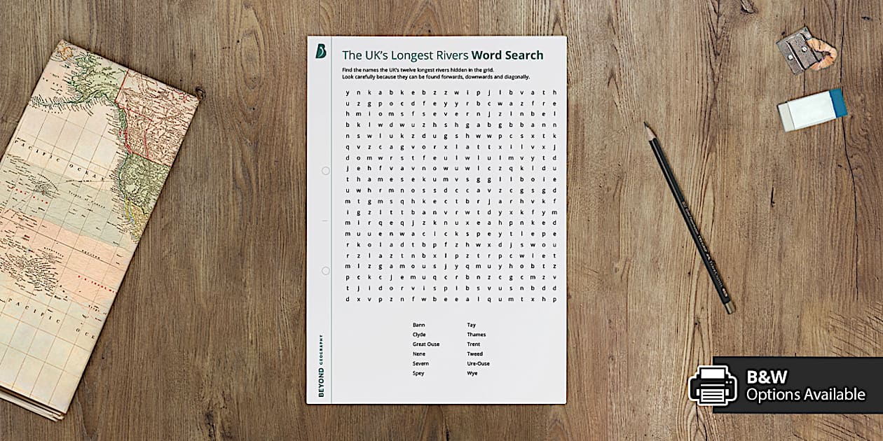 The UK's Longest Rivers Word Search (teacher made) - Twinkl