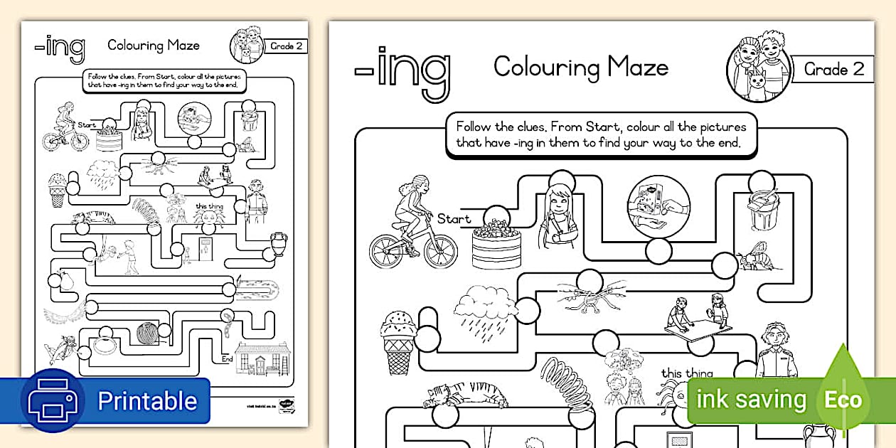 Grade 2 Phonics: Colouring Maze -ing (teacher made) - Twinkl