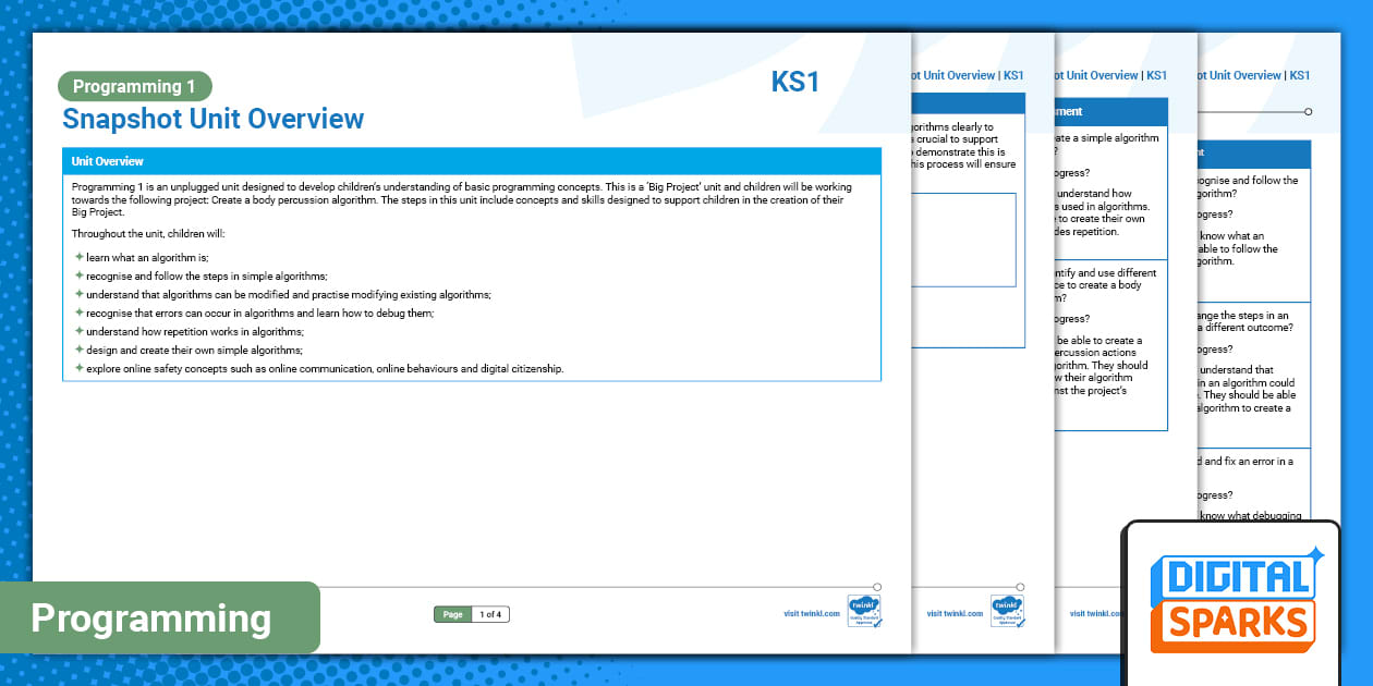 Digital Sparks: Programming 1: Snapshot Unit Overview