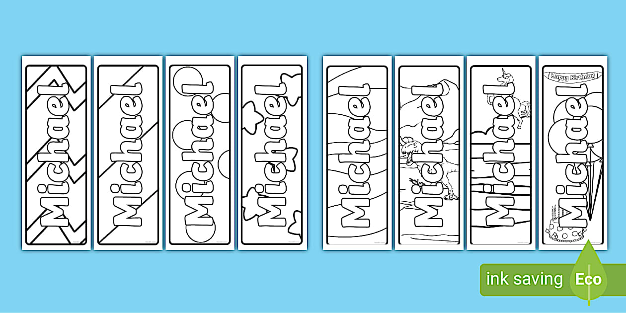 Michael Name Simple Colouring Bookmarks | Twinkl | KS1