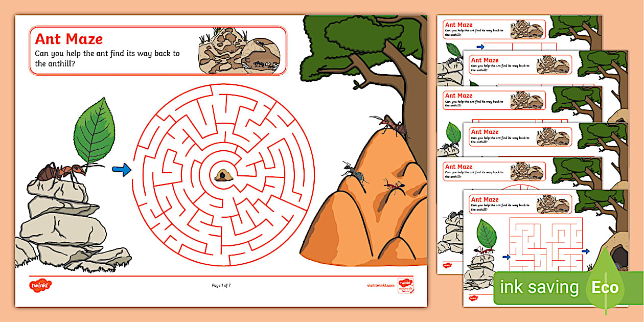 Ant Maze Activity Worksheets | Twinkl KS1 | Problem-solving