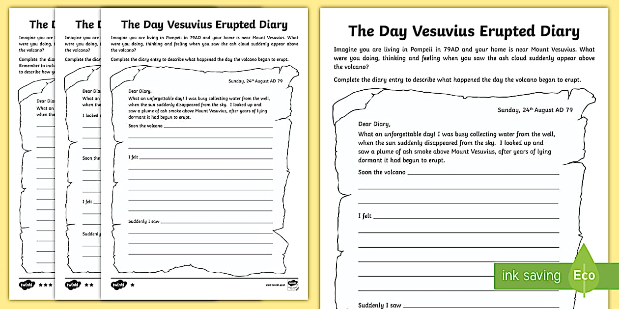 Escape From Pompeii Diary Entry - Teacher-made Activity