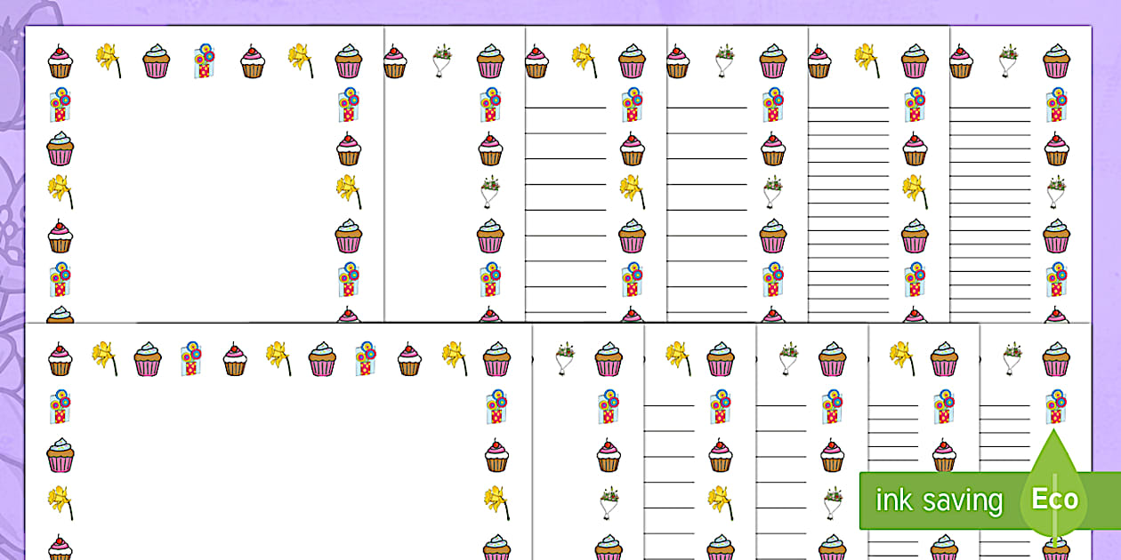 Writing Templates with Border | Mother's Day Activity