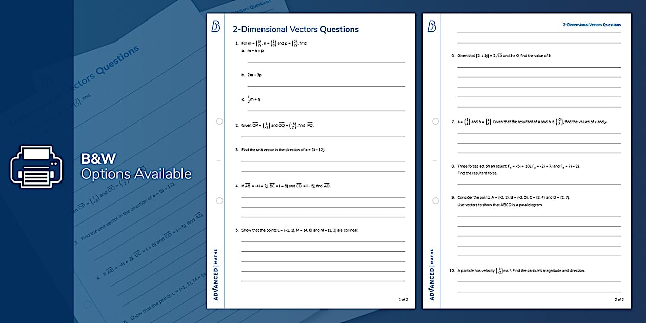 👉 2-Dimensional Vectors Worksheet (teacher made) - Twinkl
