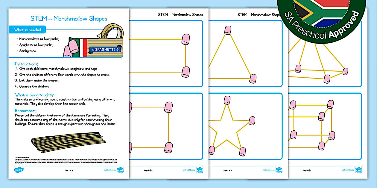 Preschool: STEM - Marshmallow Shapes (teacher made) - Twinkl