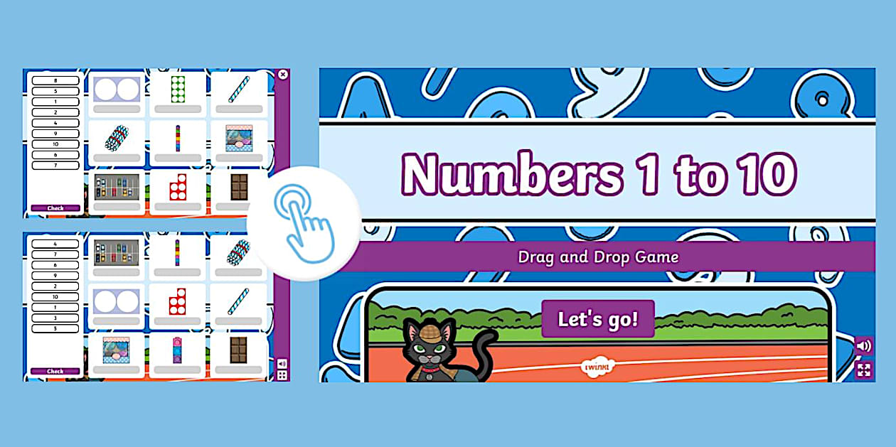 👉 Numbers 1 to 10 EYFS Drag and Drop Maths Game - Twinkl
