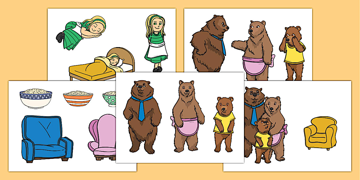 Goldilocks and the Three Bears Story Cut-Outs PDF - Twinkl