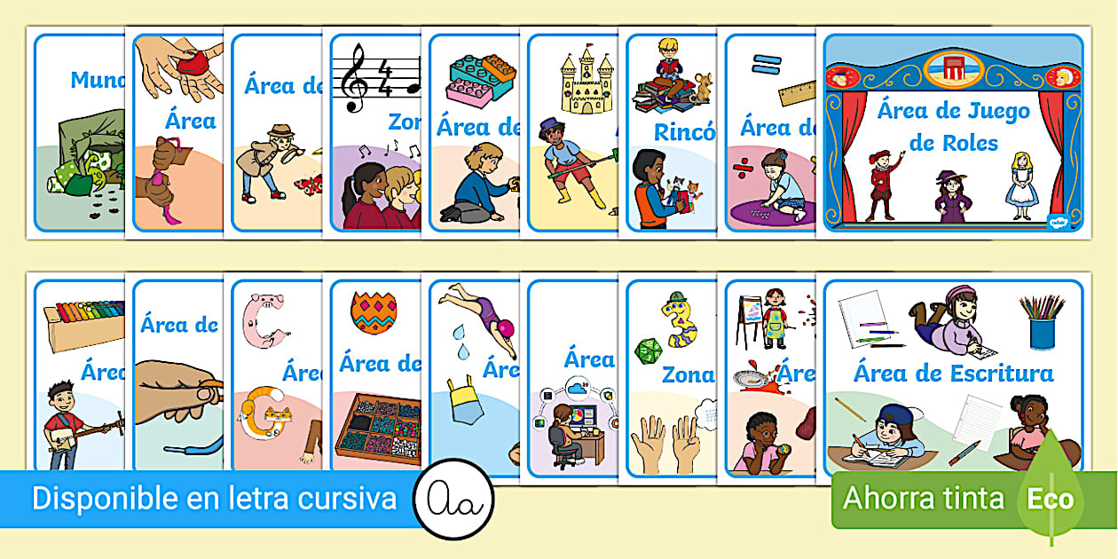 Letreros: Áreas del salón de preescolar (teacher made)