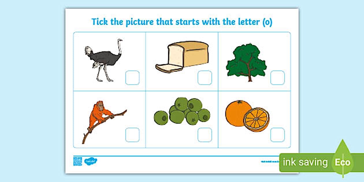 Tick the picture that starts with the letter - Letter o