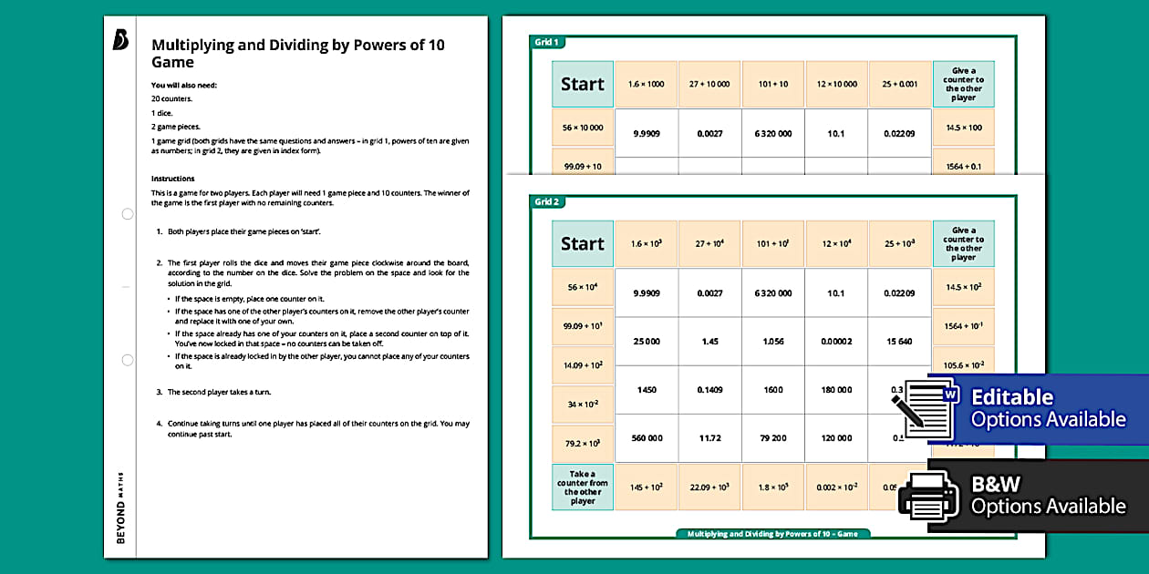 👉 Multiplying and Dividing by Powers of 10 - Game | KS3 Maths