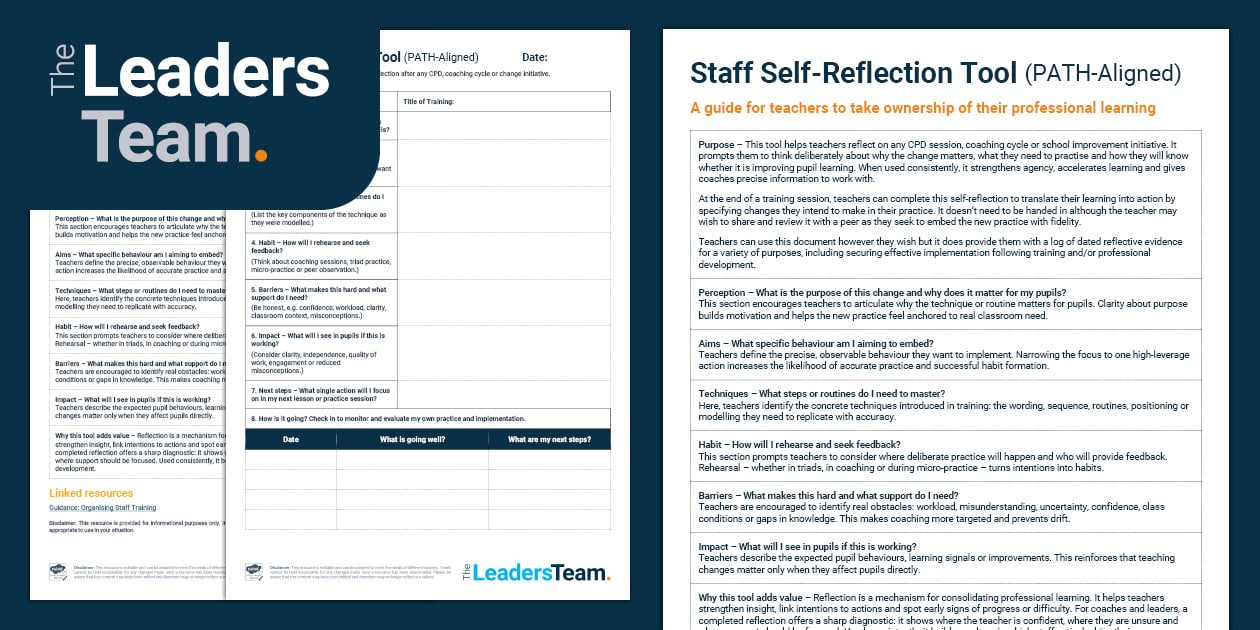 Staff Self-Reflection Tool for CPD