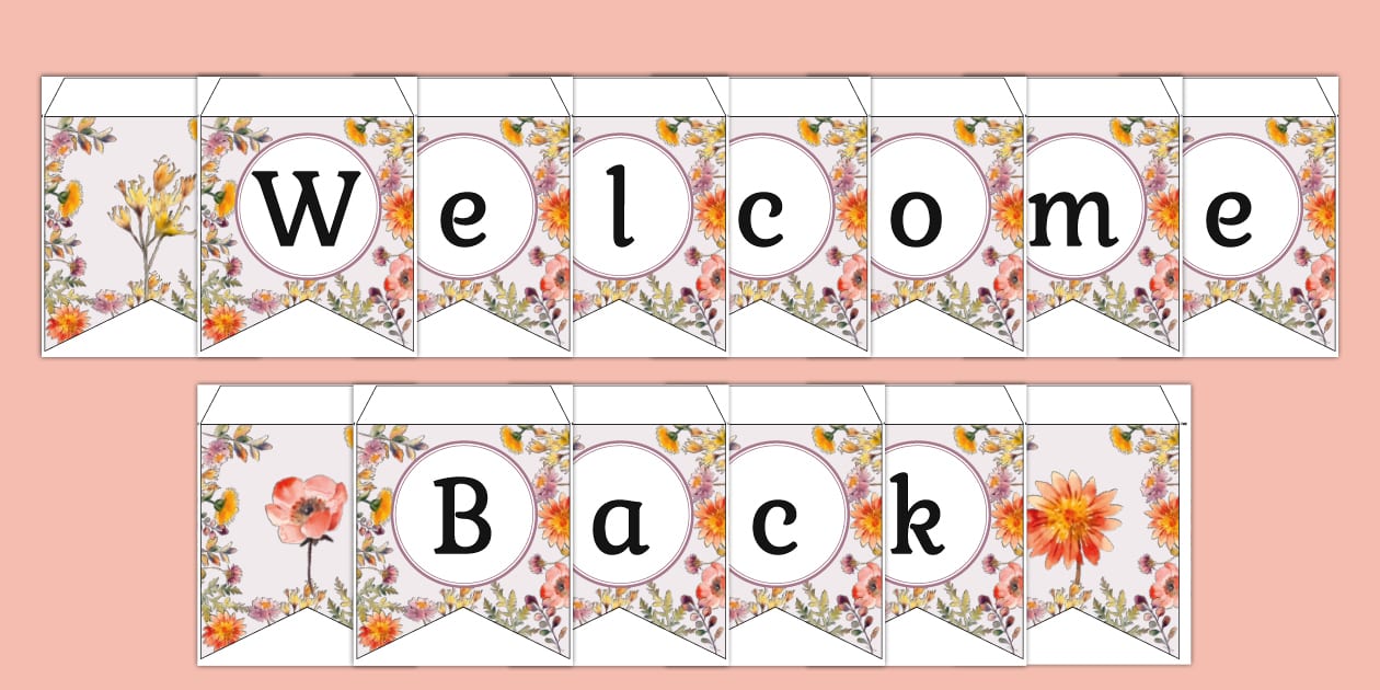 Wildflower Botanical Themed Welcome Back Swallowtail Display Bunting