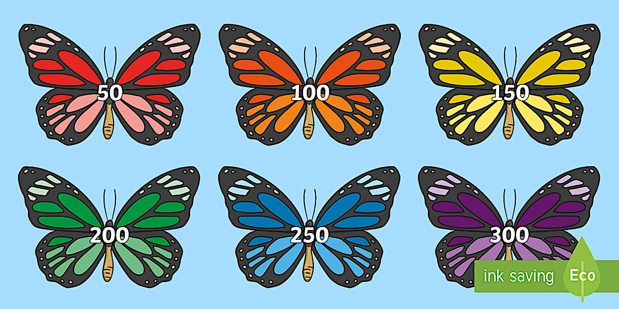 Editable Counting in 50s on Butterflies (Lehrer gemacht)