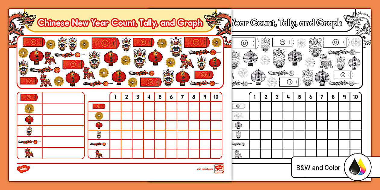 First Grade Chinese New Year Count, Tally, and Graph Activit