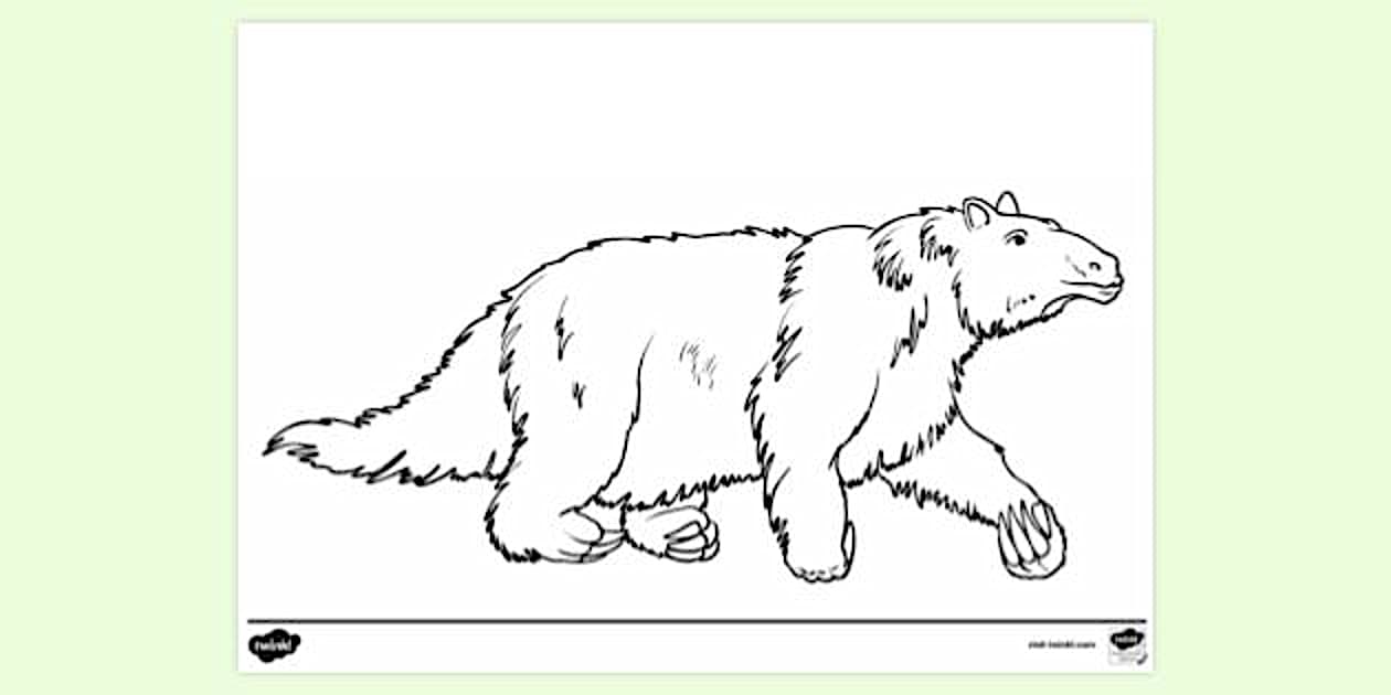 Megatherium Colouring Sheet - Prehistoric Fun for Children