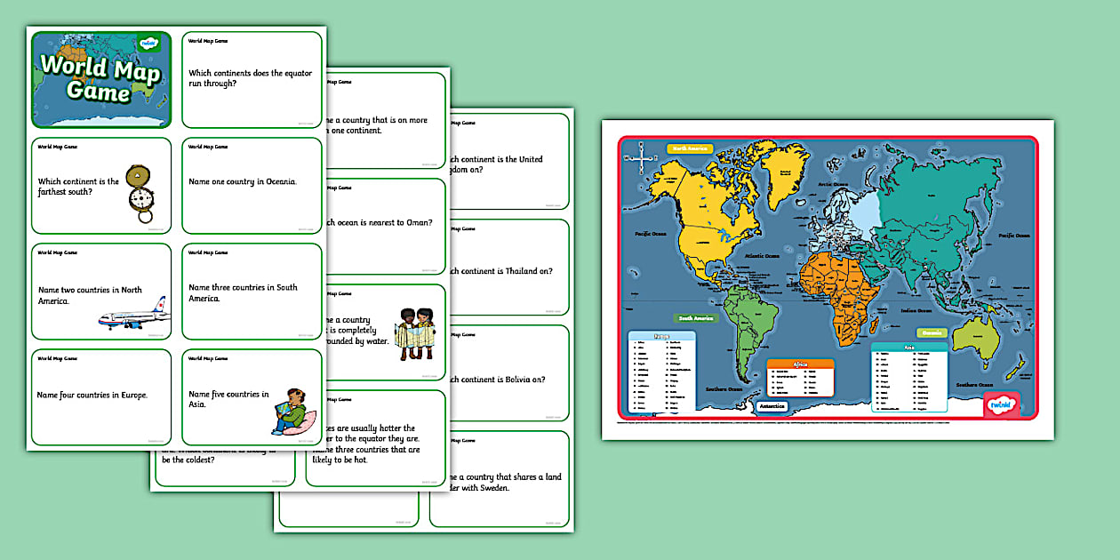 World Map Game | Geography | Twinkl | KS1 (Teacher-Made)