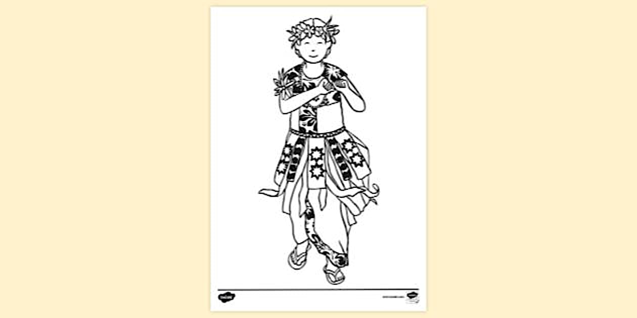 Tuvalu Female Dancer Colouring | Colouring Sheets