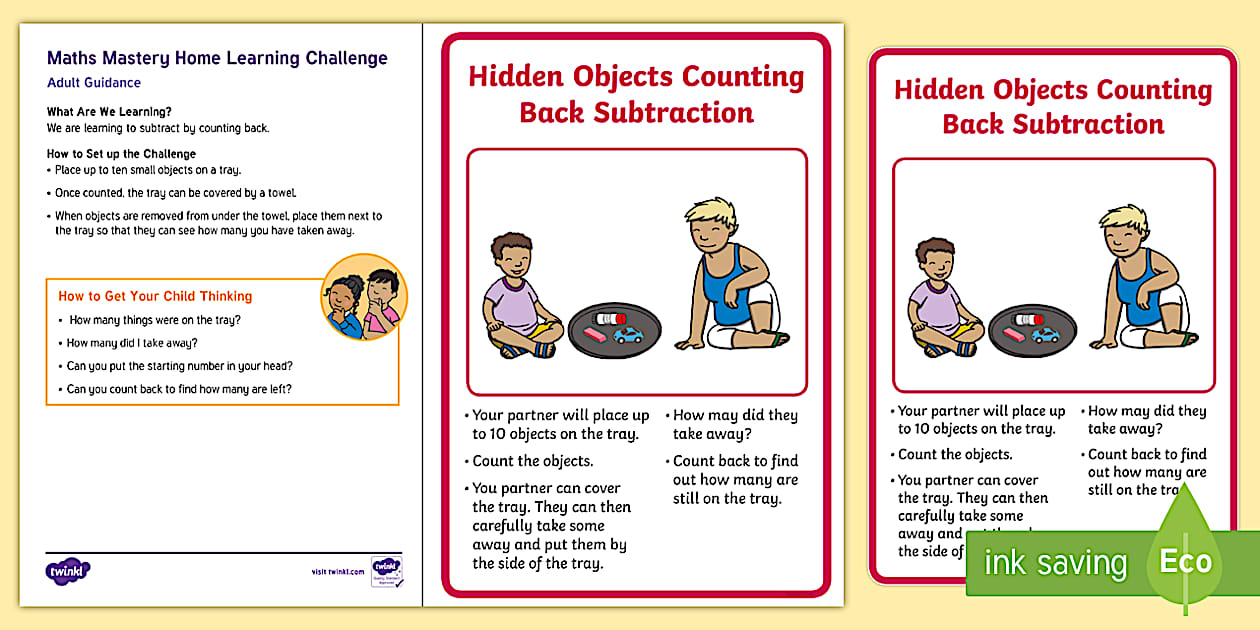 EYFS Maths Mastery Subtraction Home Learning Challenge: Hidden Objects