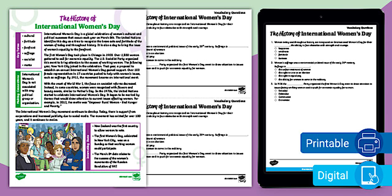 6th Grade International Women's Day Questions | Twinkl USA