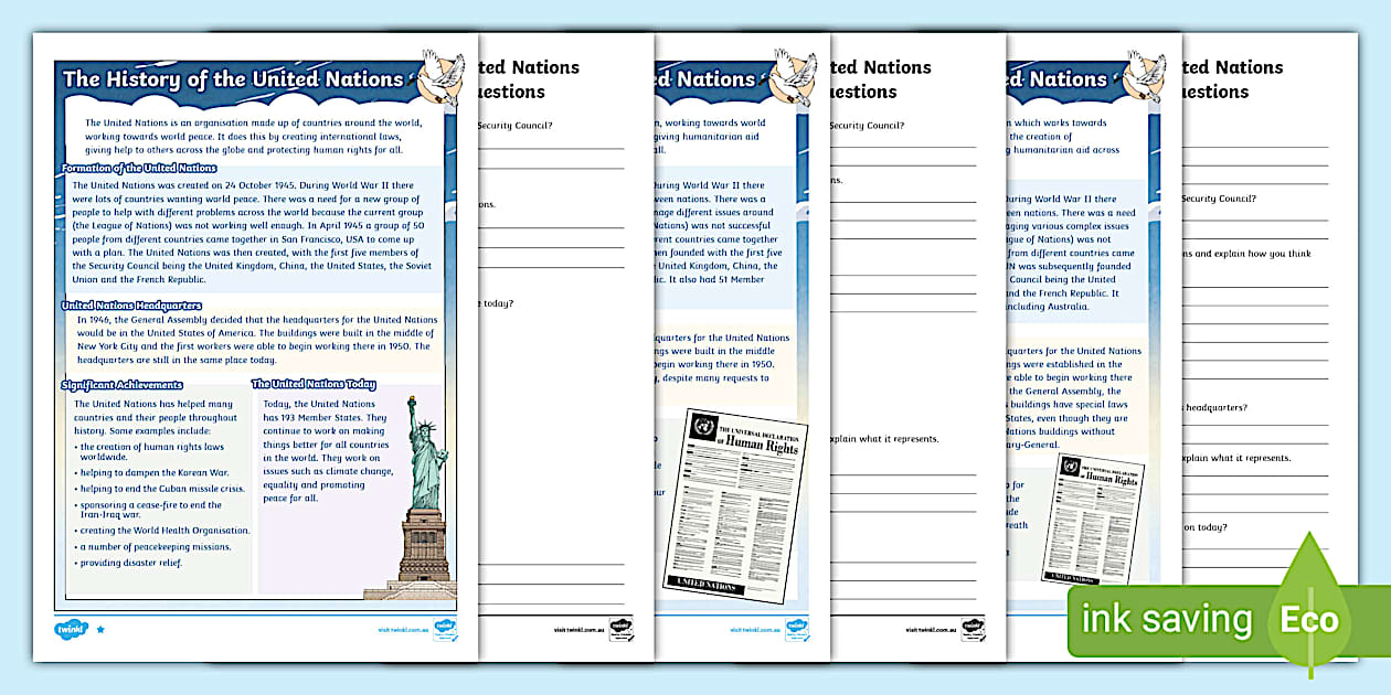 History of the United Nations Differentiated Reading Comprehension