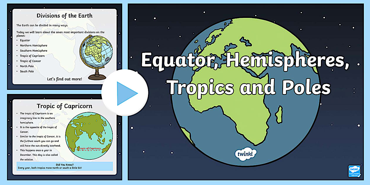 Equator, Hemispheres, Tropics and Poles PowerPoint - Twinkl