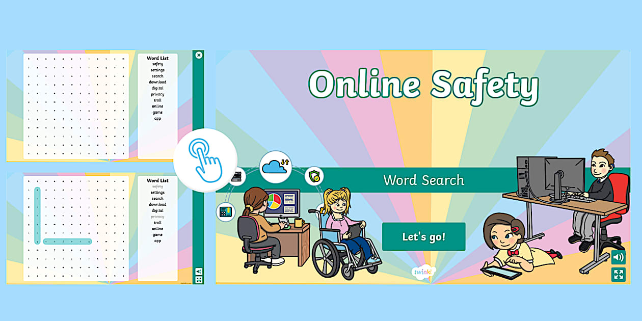 Online Safety Interactive Word Search (teacher made)