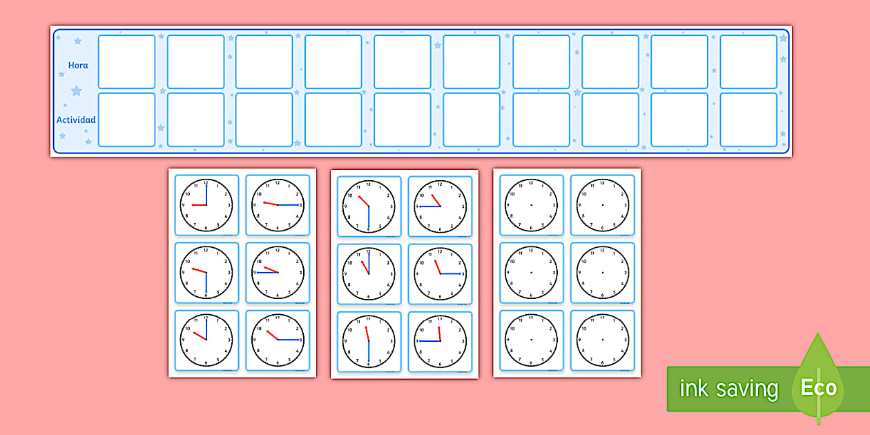 Banner: Horario visual con relojes (teacher made) - Twinkl