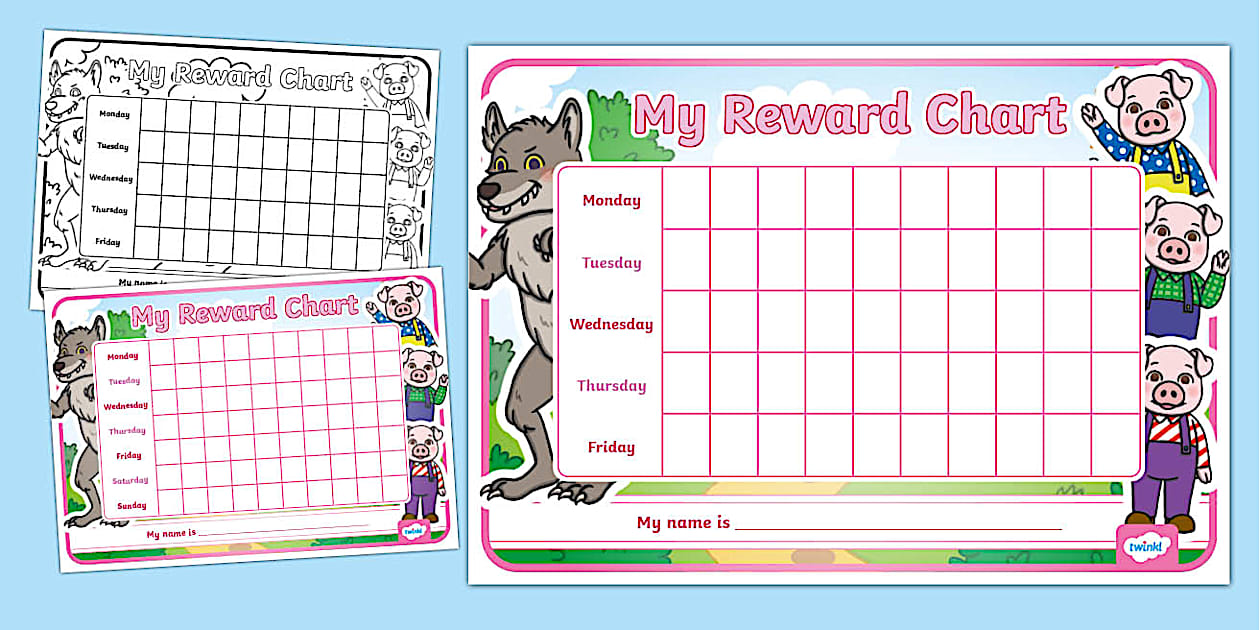 The Three Little Pigs Reward Chart Twinkl (teacher made)