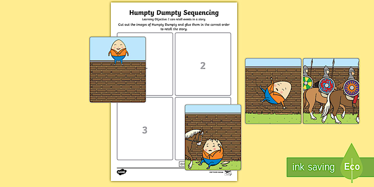 VIC Humpty Dumpty Rhyme Activity | Sequencing Ryhming Sheet