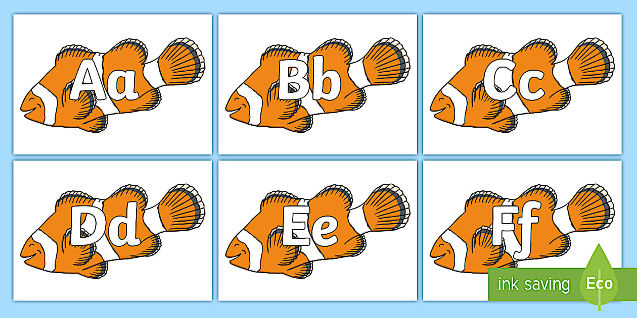 Cursive A-Z Alphabet on Clown Fish (teacher made) - Twinkl