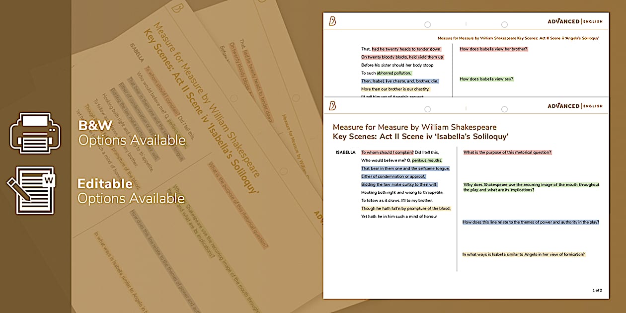 Measure for Measure: Key Scene - Act II Scene iv 'Isabella's Soliloquy'