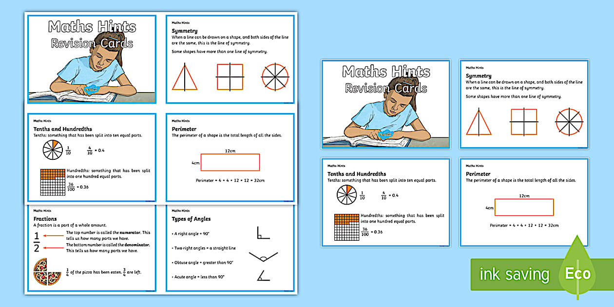 Lower KS2 Maths Hints Revision Cards (teacher made) - Twinkl