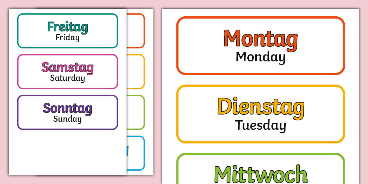 Days of the Week - German/English Word Cards (teacher made)