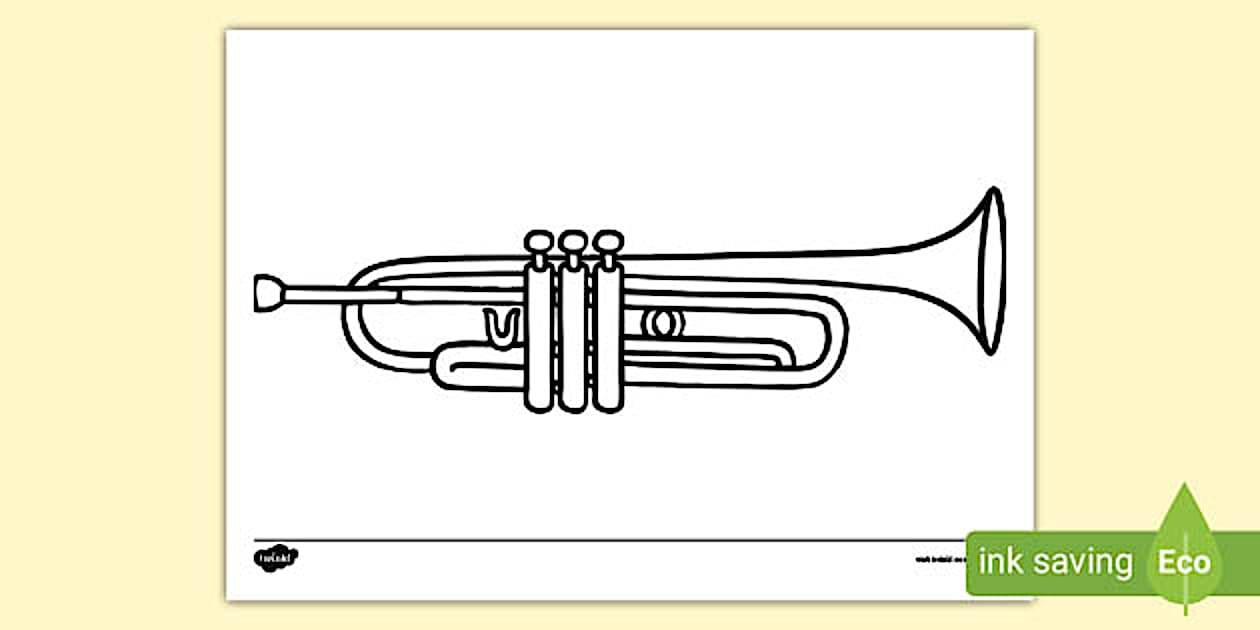 Trumpet Colouring Sheet (Teacher-Made) - Twinkl
