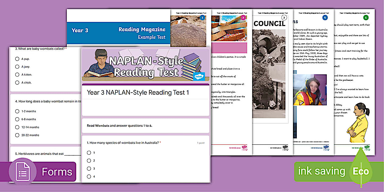 Year 3 Naplan-Style Reading Test 1 Google Form - Twinkl