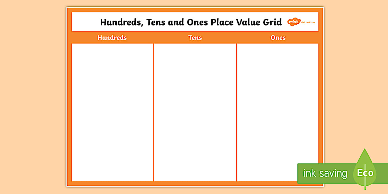 Place Value Grid Hundreds Tens Ones | F-6 Resources | Twinkl