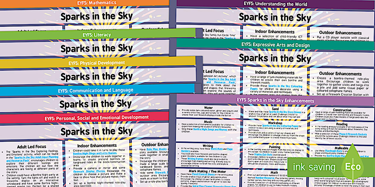 EYFS Sparks in the Sky Lesson Plan and Enhancement Ideas
