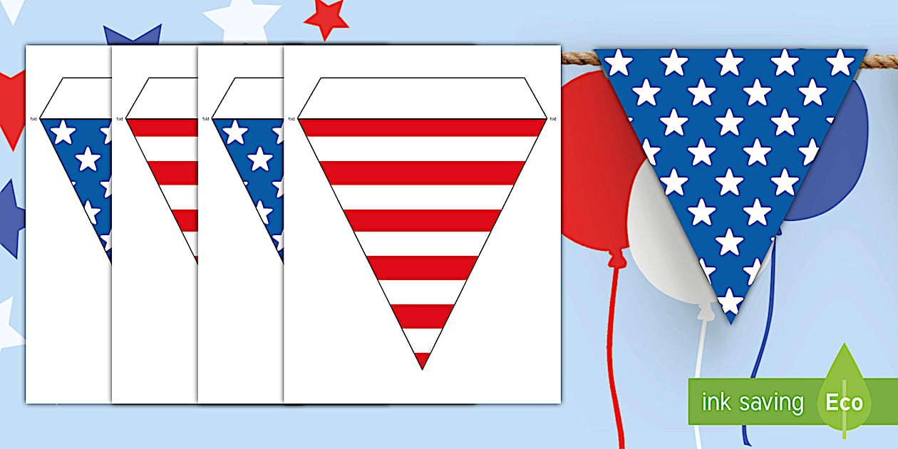 Black and White Stars and Stripes Bunting (Lehrer gemacht)