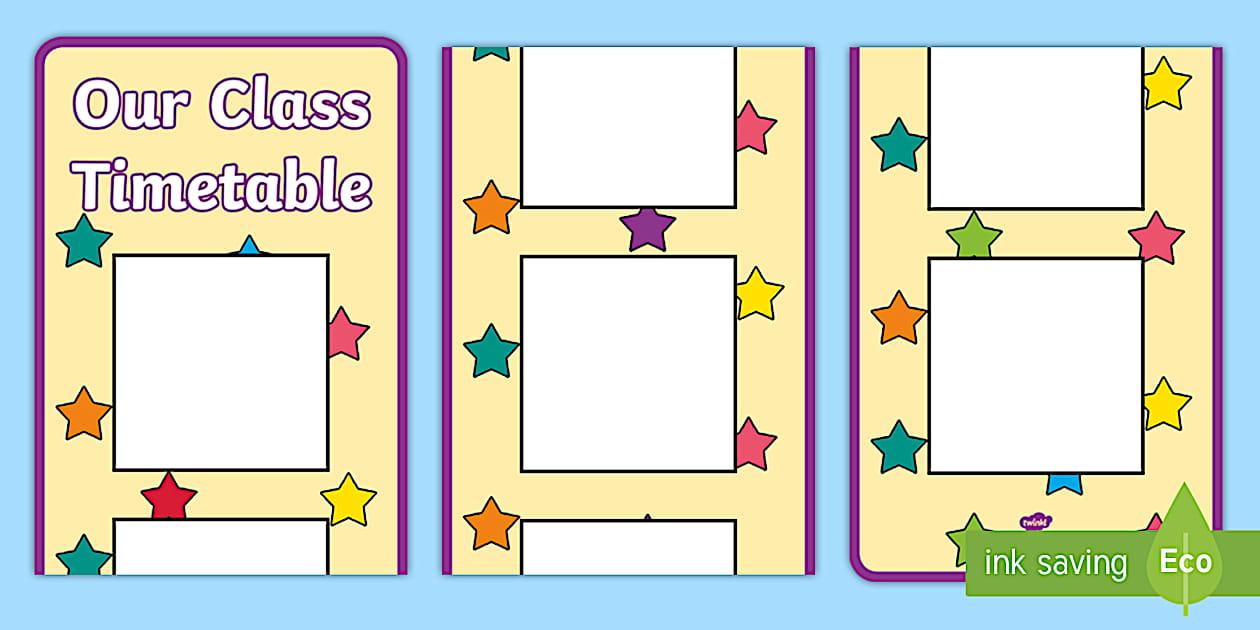 Editable Multicoloured Stars Themed Vertical Daily Routine Display