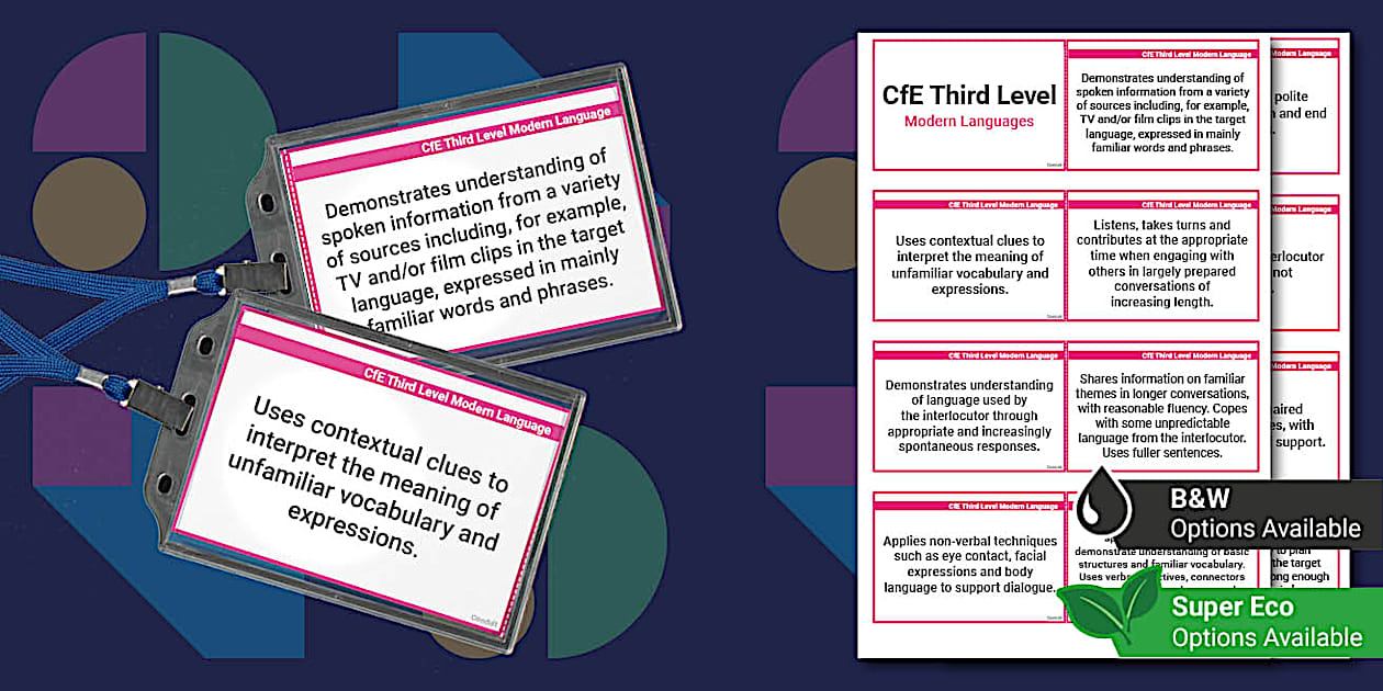 CfE Third Level Modern Languages Lanyard-Sized Benchmarks